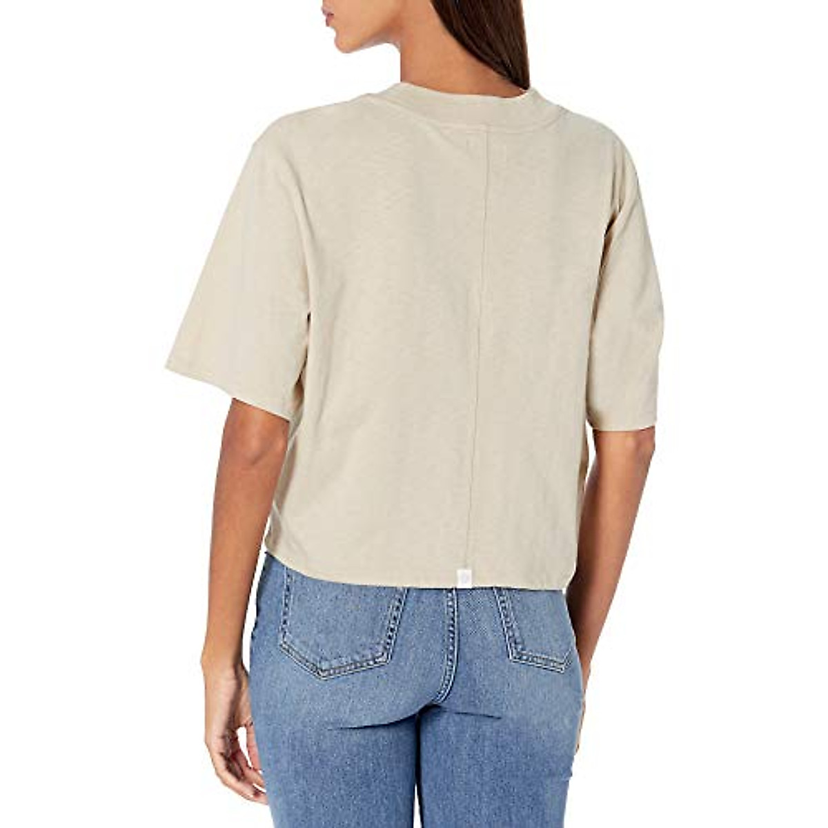 The Drop Women's Sydney Short-sleeve Cropped Crew Neck T-shirt, Sand, M