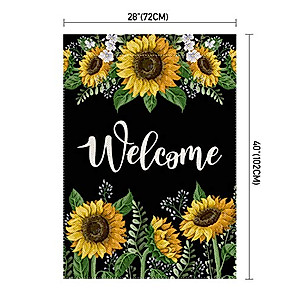 Welcome Sunflower Large House Flag Vertical Double Sided 28 x 40 Inch Summer Farmhouse Burlap Yard Outdoor Decor