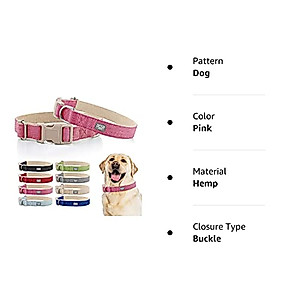 DCSP Pets Dog Collar – Heavy-Duty Dog Collar for Small Dogs, Medium and Large – Eco-Friendly Natural Fabric – Durable and Skin-Friendly – Soft Dog Collar for All Breeds – Medium, Pink