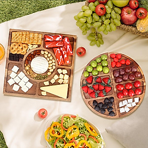 Extra Large Wood Charcuterie Boards Set Gift 24" x 12" Wooden Cheese Board Magnetic Acacia Serving Boards Big Grazing Charcuterie Tray Cheese Meat Platter for Bridal Shower Wedding Housewarming Gifts