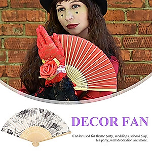 RAZZUM 2 Pcs Floral Folding Hand Fan Chinese Vintage Retro Silk Handheld Fans with Frames for Wedding Dancing Church Party Gifts Grey Fan