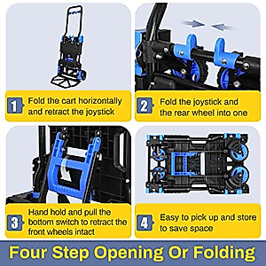 Hand Trucks Heavy Duty Foldable 400LB Load Carrying,Convertible Hand Cart with Retractable Handle,Collapsible Hand Truck with 4 Rubber Wheels, for Luggage/Travel/Personal/Mobile/Office Use.