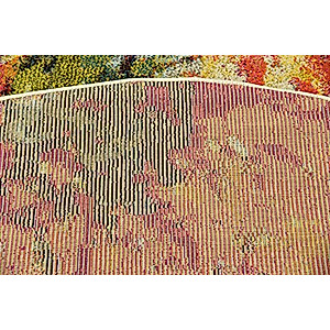 Unique Loom Estrella Collection Distressed, Floral, Abstract, Modern, Bright Colors Area Rug, 6' 0" x 6' 0", Multi/Blue