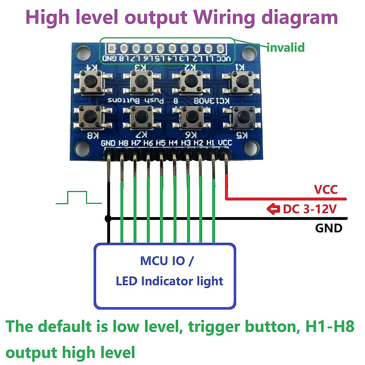 eletechsup 8-Button High Level Push Buttons Module 8 Keyboard Keypad for Arduiuo Due Breadboard Leonardo Zero TRE Micro Banana pi STM32（no pin） (1)