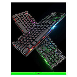 Gaming Keyboard and Mouse Combo Mechanical Feeling Rainbow LED Backlight Adjustable USB Mice
