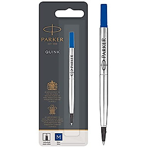 Parker QUINK Rollerball Pen Ink Refill, Medium, Blue