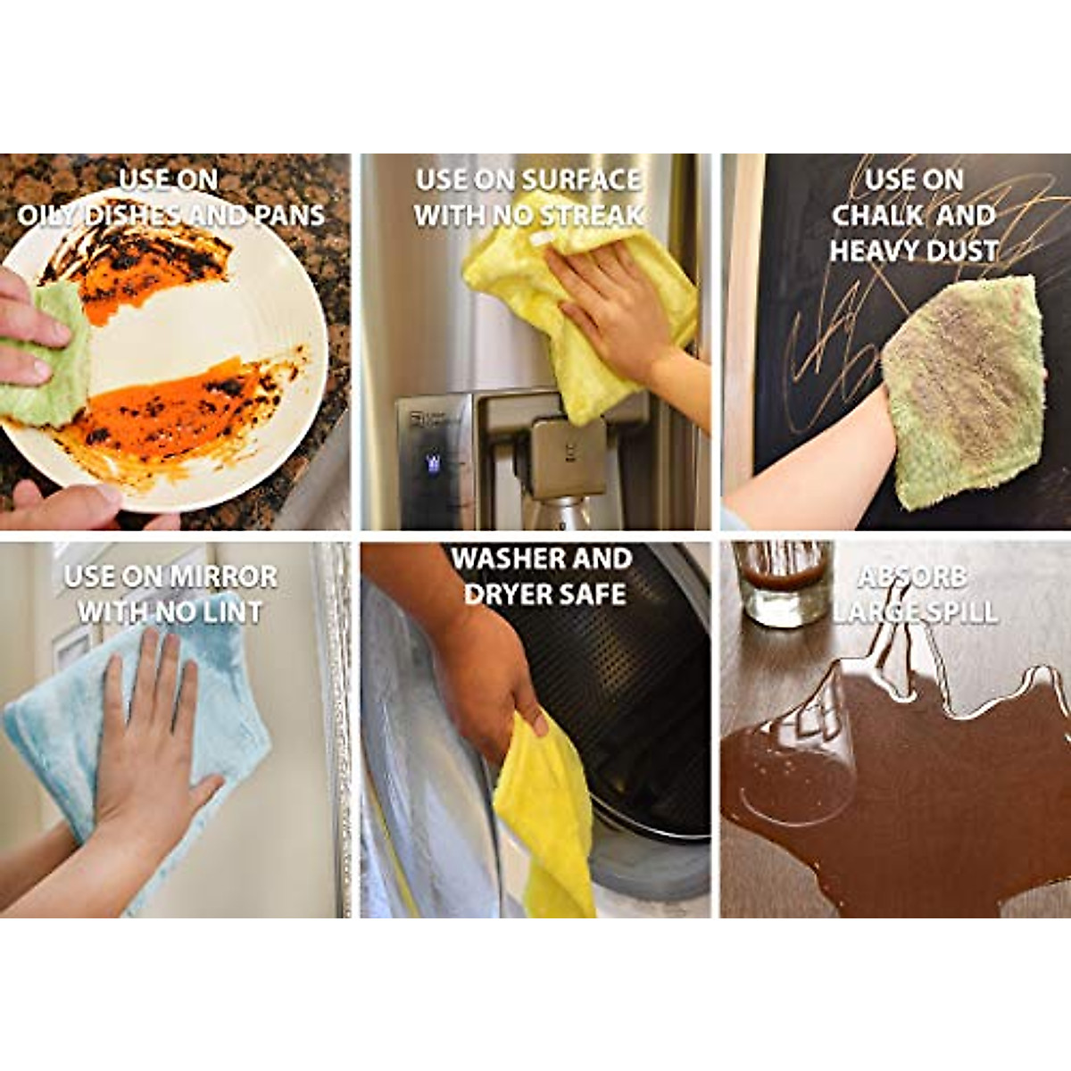 Easy Theory Free of Stain and Grease, Odor Delaying, Thick Absorbent Wood Fiber Dish Towels Cloths, All Purpose for Kitchen and House, Washing Dishes