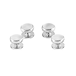 MRCUFF Mother of Pearl Cufflinks & Tie Clip Bar & Studs Tuxedo Set in Presentation Gift Box & Polishing Cloth