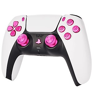 Avericht Metal ABXY buttons Dpad Thumbsticks for PS5 Controller, Metal Aluminum Bullet Buttons & Dpad & Analog stick Replacement Kit for PS5 Controller (Pink)