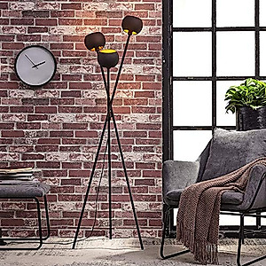 Archiology Black Modern Floor Lamp ，with 3 Matte Black Globe Head and Interwining Tripod Legs-Metal Tripod Floor Lamp for Mid-Century Living Room and Bedroom