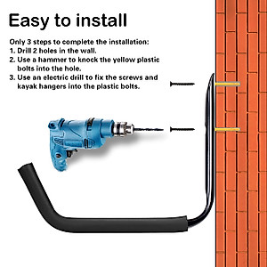 Tahikem 4 Pcs Kayak Rack Wall Mount, Canoe Hanger Hooks, Kayak Storage Hook, Garage Hanger Ladder Brackets, for Hanging Outdoor Beach Folding Chair Bicycle Surfboard Snowboard Paddle Board - Black