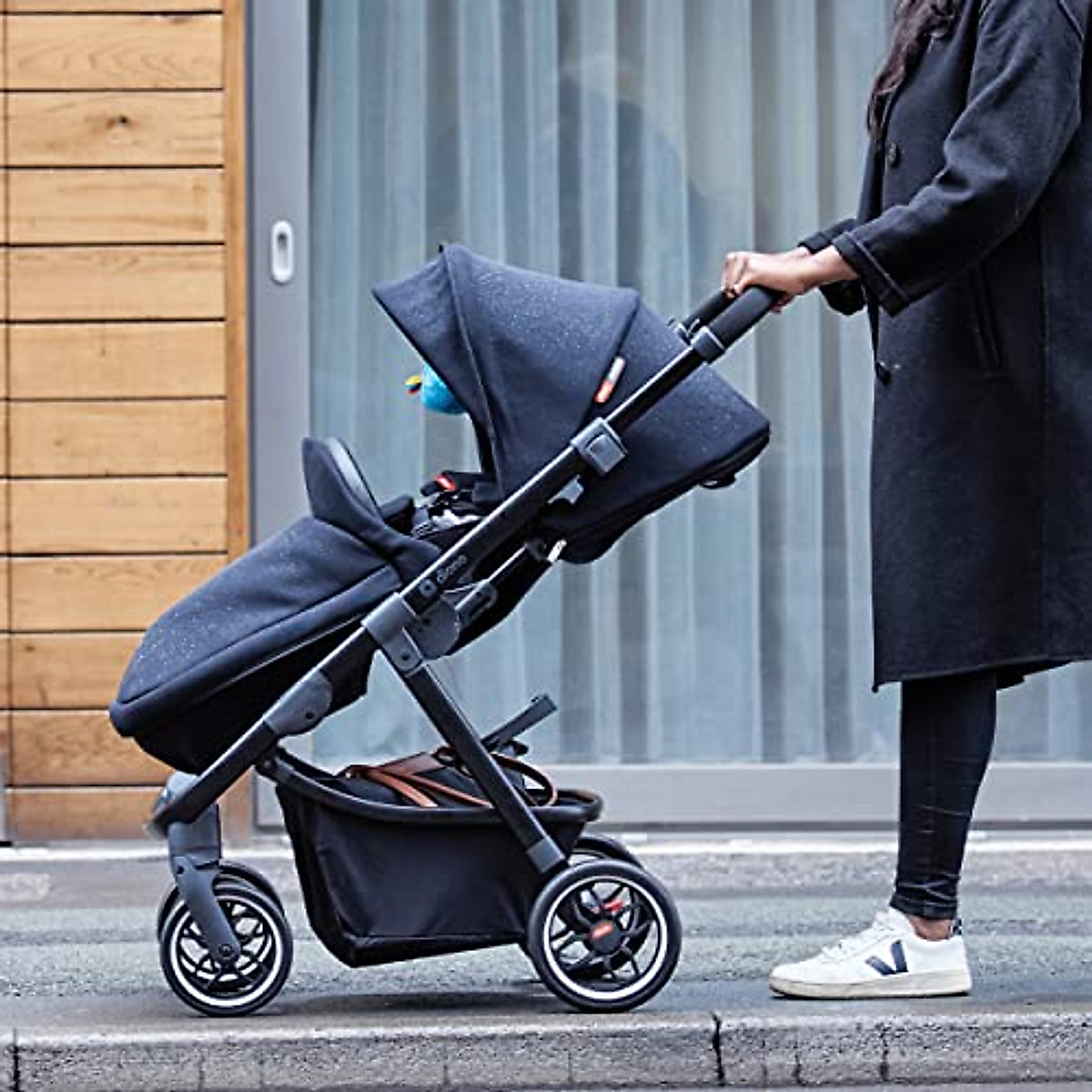 Diono Excurze Baby, Infant, Toddler Stroller, Perfect City Travel System Stroller and Car Seat Compatible, Adaptors Included Compact Fold, Narrow Ride, XL Storage Basket, Black Midnight