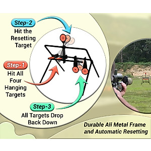 ARSUK Self Resetting Air Rifle Airgun Target for Precision Shooting Practice, Airsoft BB Guns Target Heavy-Duty Metal Frame to Withstand Repeated Shots, Suitable for calibers .177 & .22 Pellets