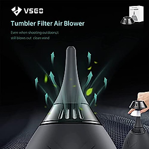 VSGO Tumbler Filter Air Blower Camera Cleaning Compressed Rubble Blaster Camera Cleaning Blower Compatible for Nikon Sony Canon Cameras Lens Cleaning (Black)