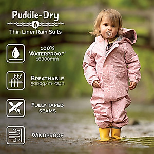 JAN & JUL Toddler Rain Suit for Baby Girls with Waterproof Shell (Puddle-Dry: Watermelon Pink, Size: 2 Years)