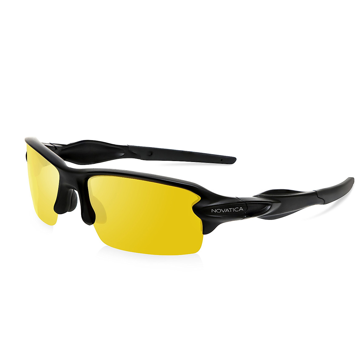 NOVATICA Night Driving Semi Polarized TAC Glasses – Yellow Clear Lens - UV Protection - Men & Women with Accessories
