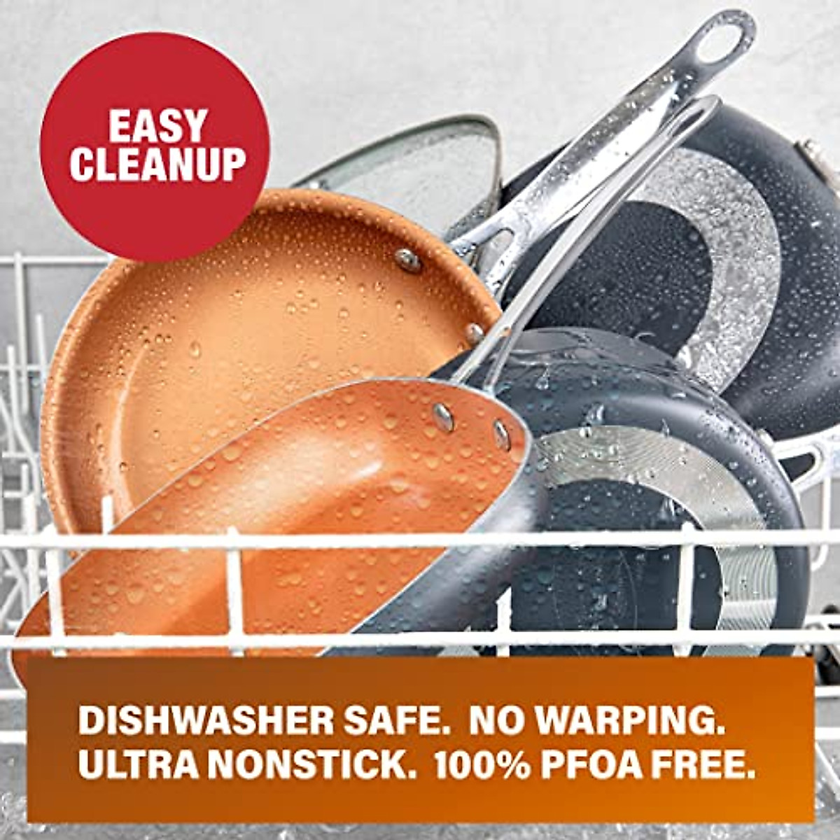 Gotham Steel Copper Square Shallow Pan with Super Nonstick Ti-Cerama Coating, 9.5 Inch