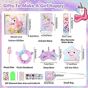 liooking Unicorn Gifts Toys for Girls Age 4 5 6 7 8 9 10,Unicorn Toy with Light Up Plush Star Pillow Unicorn Diary with Lock for Girls Age 6-8 Eye Mask for Teens Girl Christmas Birthday Gifts Ideas