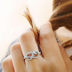 Psiroy 925 Sterling Silver Plated Cubic Zirconia Infinity Knot Ring for Women Size 6