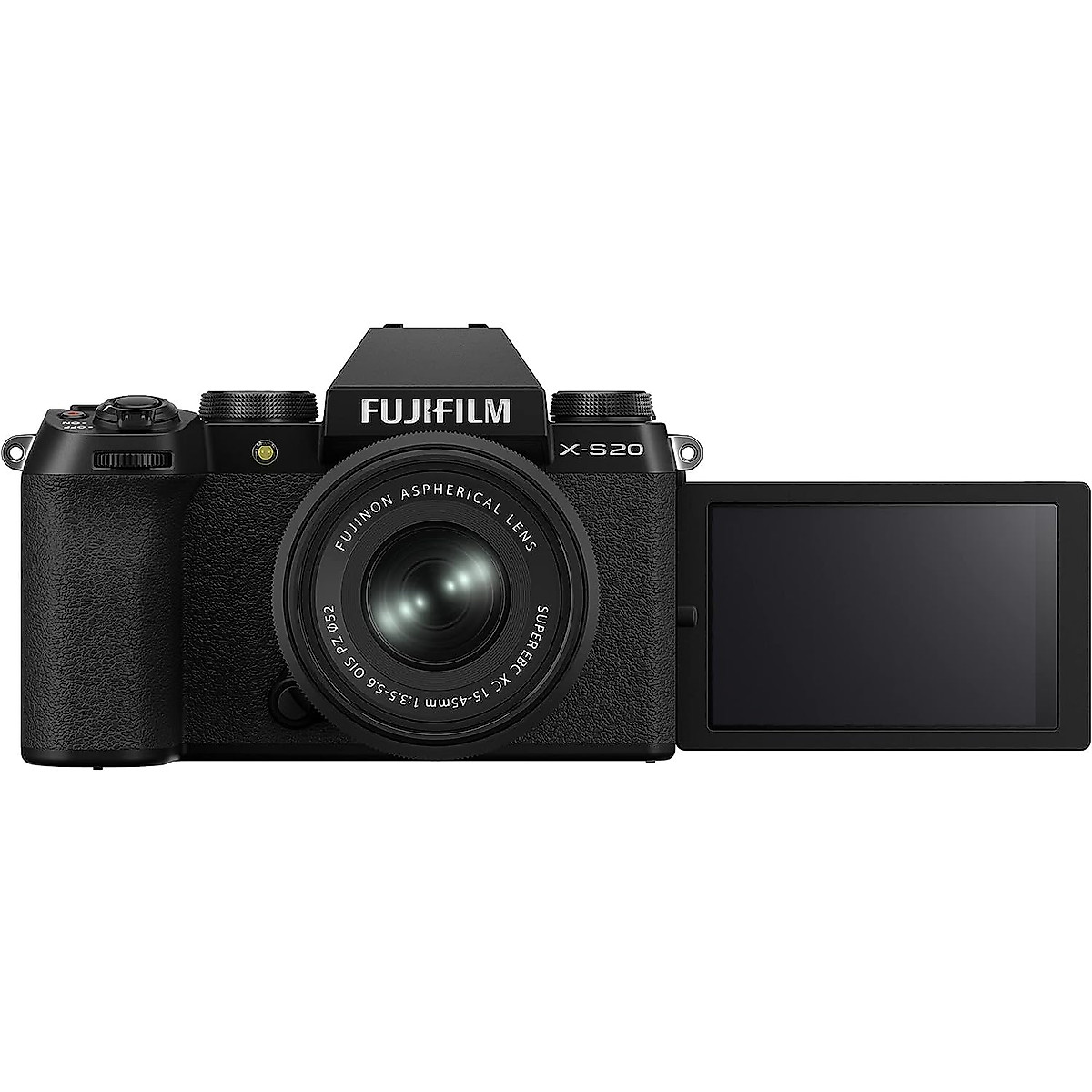 FUJIFILM X-S20 Mirrorless Camera with 15-45mm + FUJIFILM XF 8mm f/3.5 R WR Lens + Sigma 18-50mm f/2.8 DC DN Contemporary Lens + 2X 128GB Memory Card, LED Video Light + 7inch 4K Monitor (20pc Bundle)