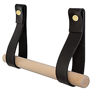 Leather Wall Hook ZZLZX 4PCS Artificial Leather Strap Hangers Wall Mounted Leather Hooks, Wall Hanging Strap Towel Leather Hooks for Towel Bathroom Kitchen Bedroom Black