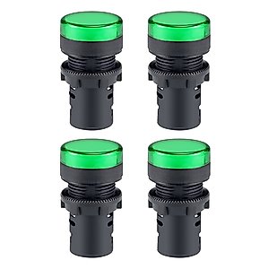 uxcell 4Pcs Green Indicator Light AC/DC 110V, 22mm Panel Mount, for Electrical Control Panel, HVAC, DIY Projects