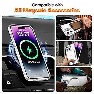 KISEN for iPhone 14 Pro Max Case Magnetic Compatible with MagSafe Slim Translucent Matte Phone Case Cover 6.7 inch, Frosted White