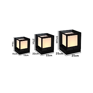 MODEBHD Modern Black Outdoor IP54 Waterproof Landscape Column Light Energy Saving Rustproof Die-cast Aluminum Patio Post Light Square Fence Guardrail Doorway Porch Pillar Lamps