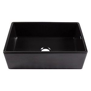 Matte Black 36" Single Bowl Farmhouse Apron Kitchen Sink and Drain Rectangle Scratch Resistant