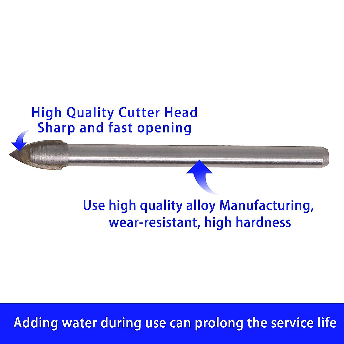 Sydien 5pcs Triangle Head Tile Drill Bit 3/16 Inch(5mm) Tip Diameter 64m Length 5/32" Shank Glass Tile Tip for Drilling Glass, Tile & Ceramic