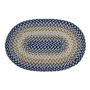 Better Trends Woodbridge Braid Collection is Durable Mildew & Moisture Resistant Reversible Indoor Area Utility Rug 100% Wool in Vibrant Colors, 27" x 48" Oval, Blue