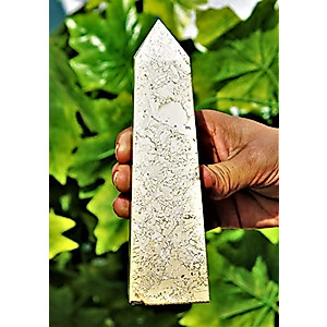 Superb Natural Polished Brown King Cobra Jasper Quartz Crystal Stone 4 Faceted Obelisk Tower (180mm/870gm) Point Minerals Specimen Chakra Healing Charged Metaphysical