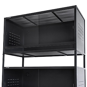 PVC Reptile Enclosure 48"x24"x24"Reptile Terrarium 120 Gallon Large Tank for Bearded Dragon Lizard Snake, Wide Breeding Lounge Vivarium Area with Sliding Doors Lock (2pcs-Black Panels)