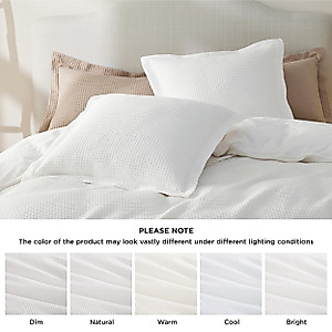 Bedsure Euro Sham Pillow Covers - 100% Cotton Waffle Weave Pillow Shams 2 Pack, Ultra Soft and Cozy Throw Pillow Covers for Bed Pillows, Decorative Euro Shams for Sofa and Couch, White, 26x26 Inches