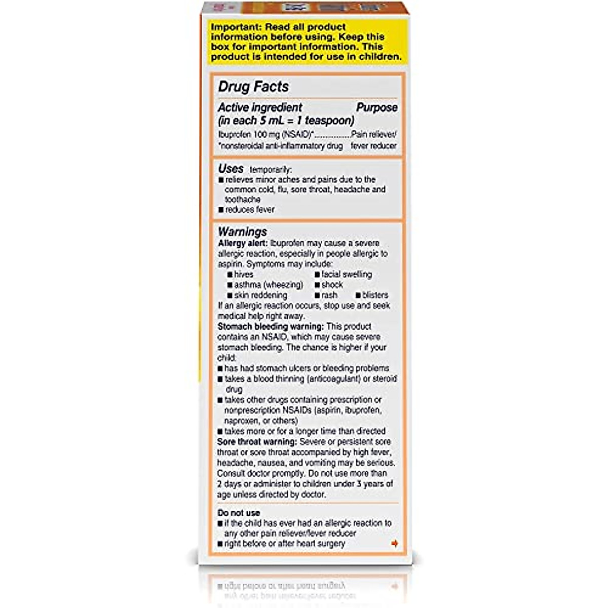 Motrin Children's Dye-Free Pain Reliever/Fever Reducer, Original Berry Flavor 4 oz (2 Pack)