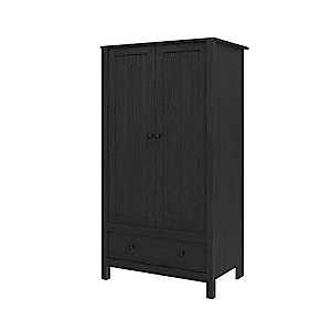 Panana 2 Door Wardrobe, Armoire with Drawer for Bedroom (Black)