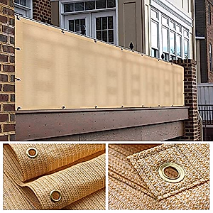 ALBN Balcony Privacy Screen Windshield Sunshade with Rope and Cable Ties, 100% HDPE Garden Balcony Cover, 48 Sizes (Color : Beige, Size : 90x270cm)