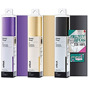 Cricut Smart Shimmer Permanent Vinyl Charmed Bundle | Black, Purple, Gold 13in x 12ft for Cricut Cutting Machines Indoor Vinyl Bundle