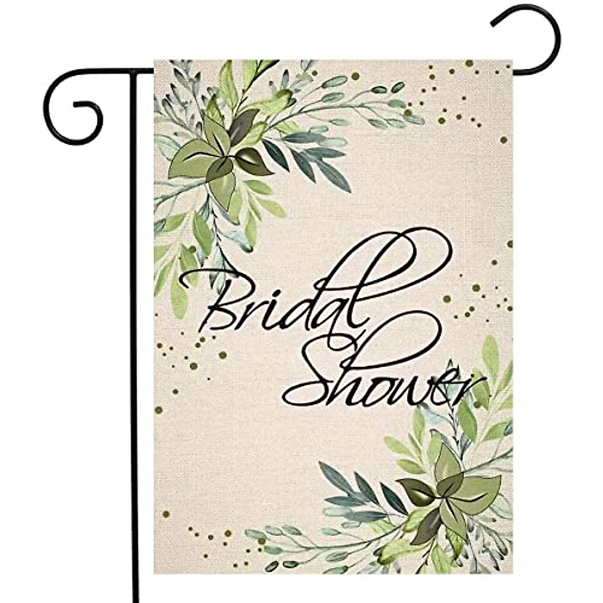 BUYITO Bridal Shower Garden Flag 12x18 Inch Double Sided, Eucalyptus Floral Rustic Greenery Yard Decoration Flag Small Vertical Premium Burlap Rustic Welcome Yard Flag for Farmhouse Outside Outdoor Flags Bridal Party Celebration Banner