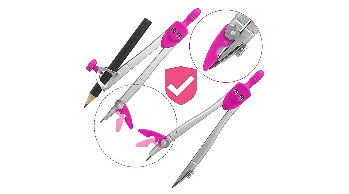 Geometry Set with Compasses & Protractor for Students - Pink