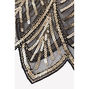 BABEYOND 1920s Shawl Wraps Sequin Beaded Evening Cape Bridal Shawl (Black Gold)
