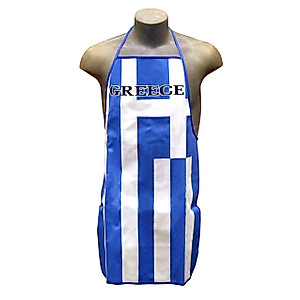 Greece Flag Kitchen & BBQ Set w/ Apron, Oven-mitt & Pot-holder Greek