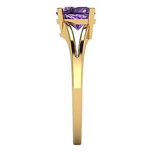 Clara Pucci 1.55 ct Heart Cut Solitaire split shank Genuine Simulated Alexandrite Stunning Classic Statement Ring 14k Yellow Gold Size 7