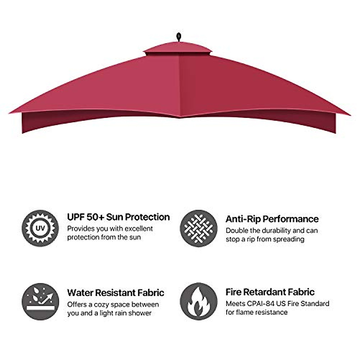 Flexzion 10x12 Canopy Replacement Top - Gazebo Cover for Lowe's Home Depot Allen and Roth Gazebo Replacement Parts - UV UPF 50+ Cover for Canopies, Garden, Patio, Yard Tent, Red