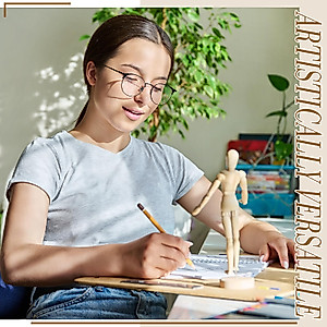 Hiboom 4 Pcs Artists Wooden Manikin 12 Inch Wooden Mannequin Figure Posable Drawing Figure Flexible Articulated Human Mode Body with Base for Home Office Desk Sketching Painting Gift