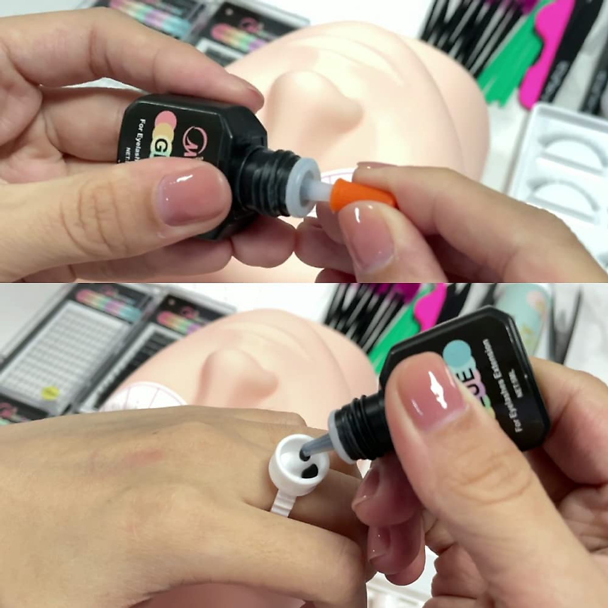 Eyelash Extension kit, Missice Professional Eyelashes Kit False Eyelashes Extension Glue Tool Practice Kit for Makeup Practice Eye Lashes Graft with Mannequin Training Head