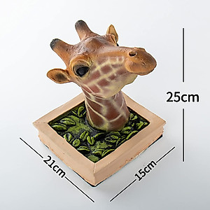 YOAC 3D Giraffe Head Wall Art Decor,Giraffe Head Wall Hanging, 3D Photo Frame Giraffe Creative Pendant Wall Decoration Props Statue Decoration Office Decoration for Home Garden Yard Bar
