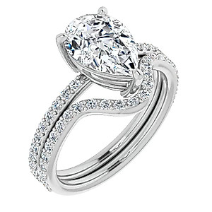 10K Solid White Gold Handmade Engagement Ring 2 CT Pear Cut Moissanite Diamond Solitaire Wedding/Bridal Ring for Women/Her Propose Rings Set (7)