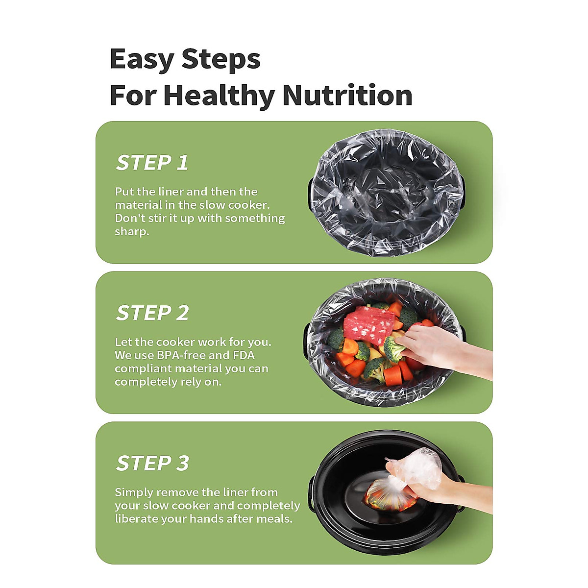 [NEW]KOOC Premium Slow Cooker Liners and Cooking Bags, Large Size Fits 4QT to 8.5QT Pot, 13"x21" (20 counts), Suitable for Oval & Round Pot, BPA Free