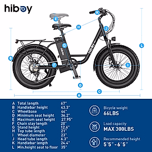 Hiboy EX6 Electric Bike for Adults, 20" 4.0 Fat Tire E Bike 500W Brushless Motor, 48V 15AH Removable Battery Ebike Up to 25 MPH, Shimano 7 Speed with Electric Horn
